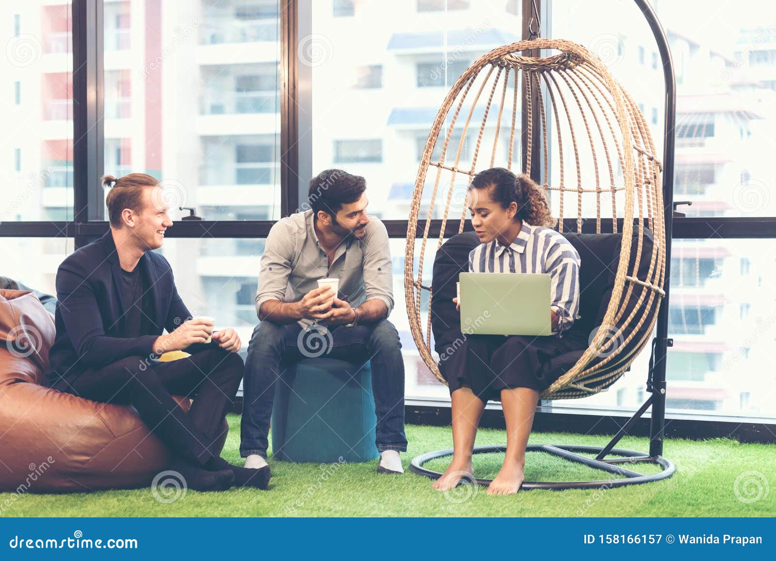 Group Business Sitting and Talking Relax Time after Hard Work. Teamwork ...