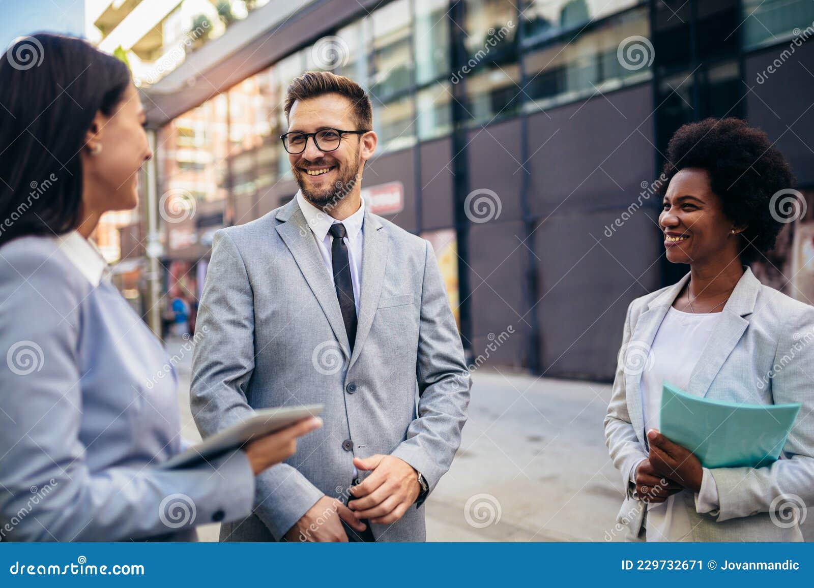 Business Team Meeting Outside Stock Image - Image of colleagues ...