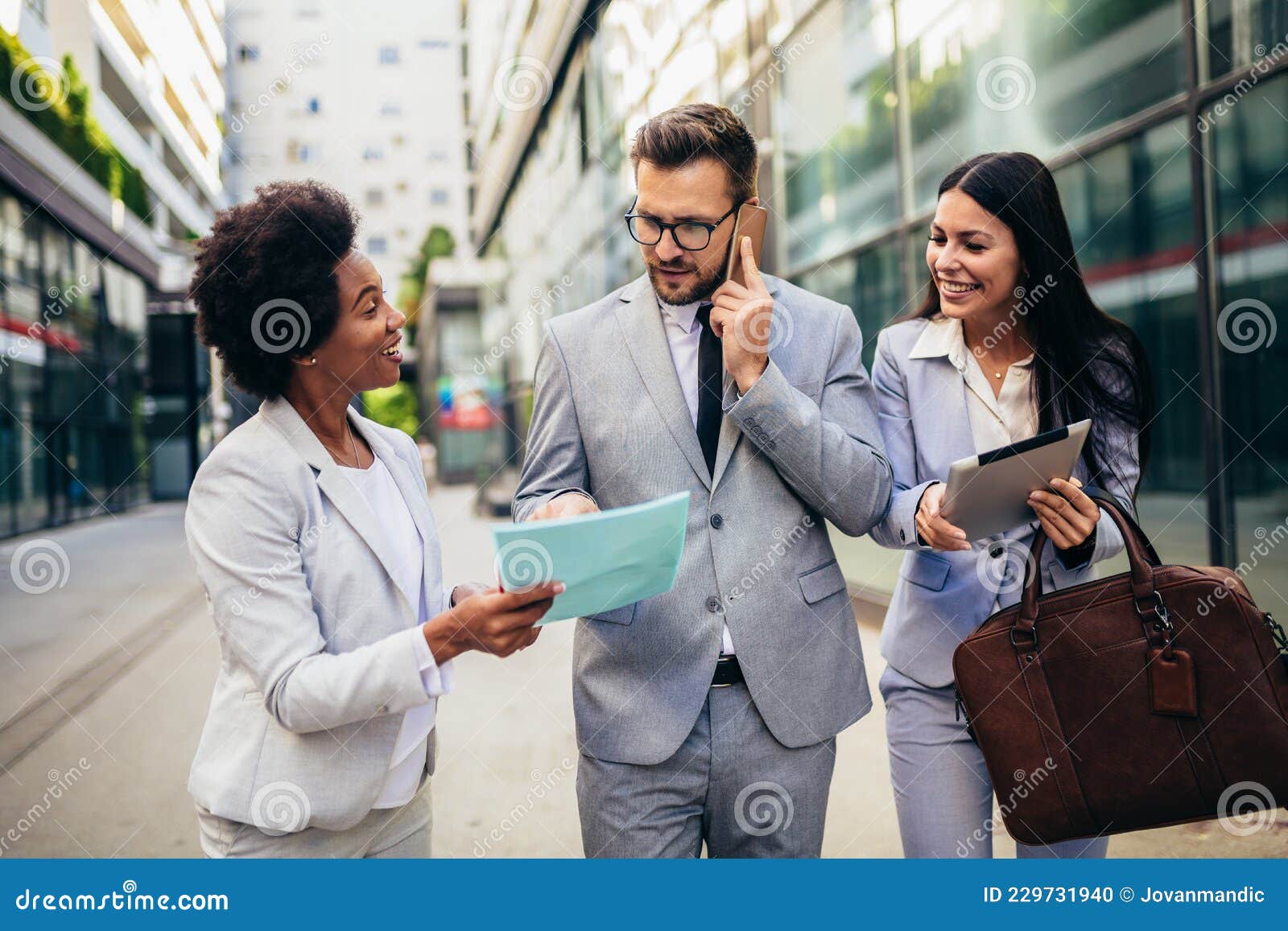 Business Team Meeting Outside. Employed with the Boss Stock Photo ...