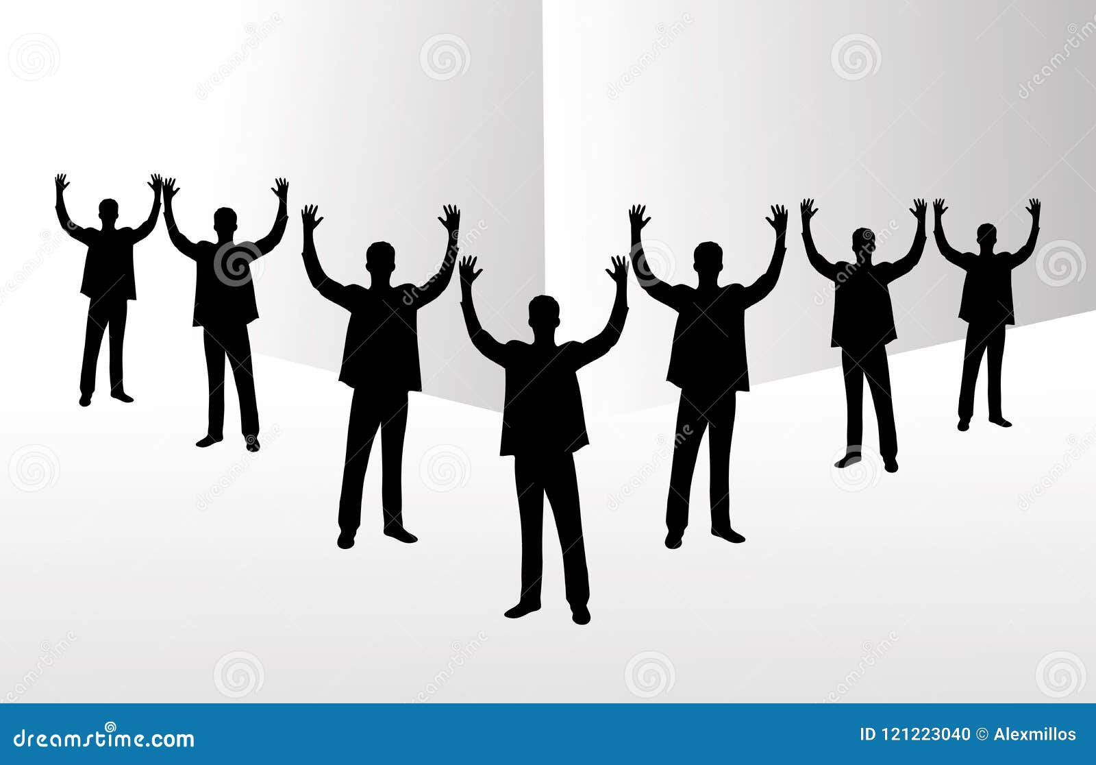 Group of Business Team Raising Hands. Stock Illustration - Illustration ...