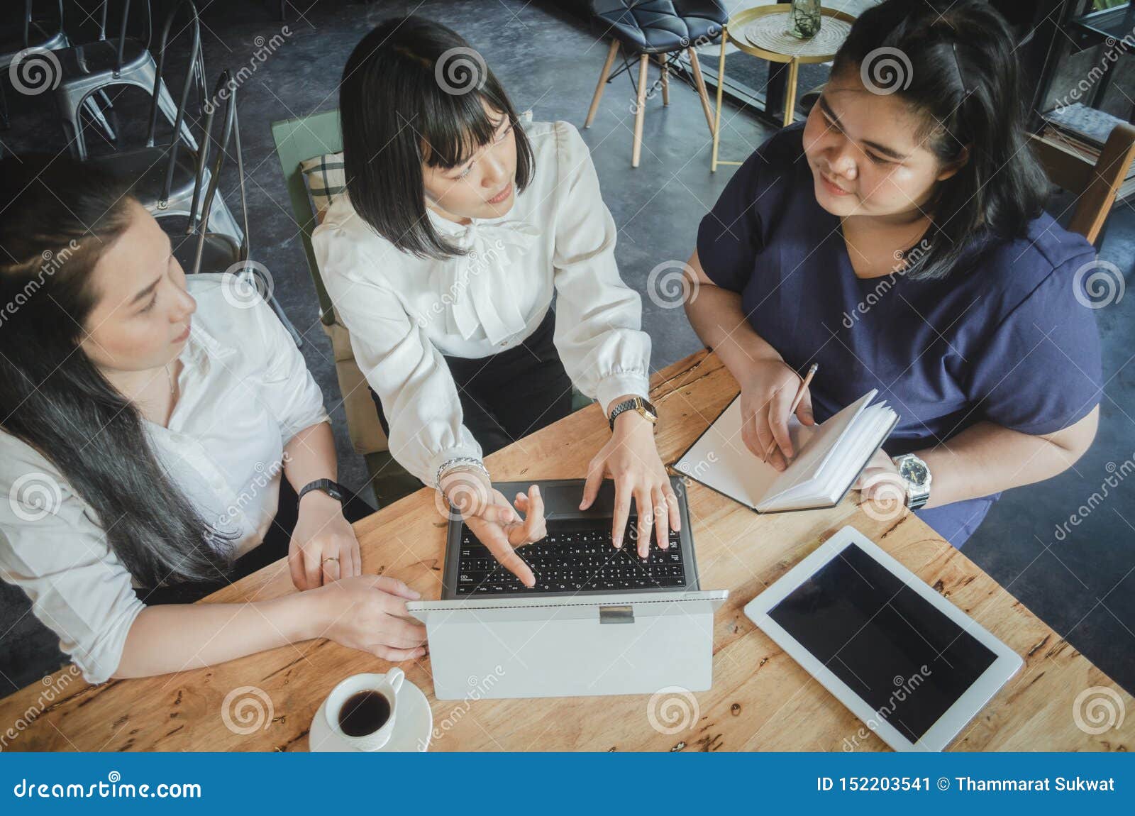 Group of Business Woman Conference in Cafe Stock Image - Image of ...