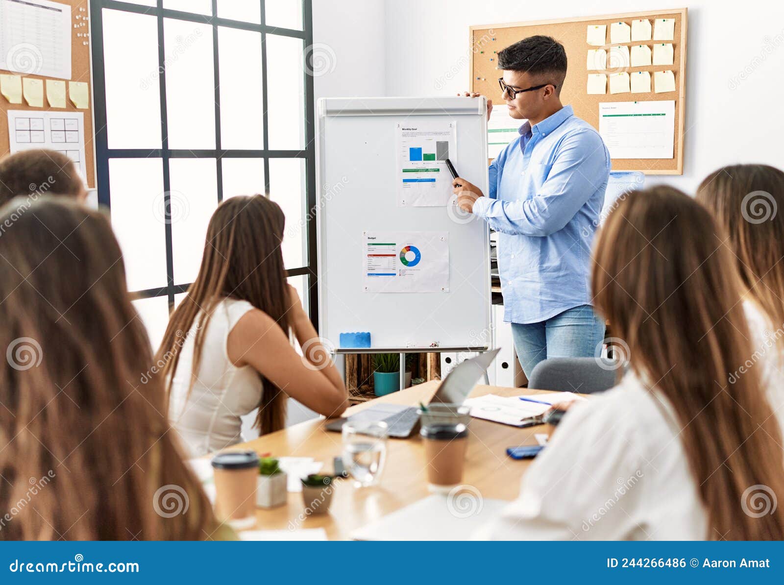Group of Business Workers on Chart Board Presentation at the Office ...