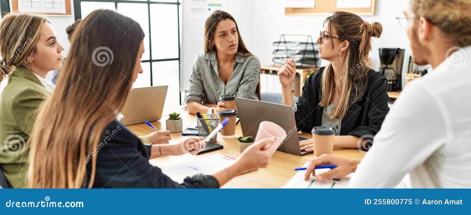 Group of Business Workers Concentrate Speaking and Working at the ...