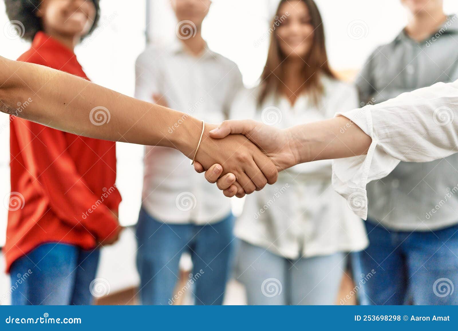 Group of Business Workers Looking Partners Handshake at the Office ...