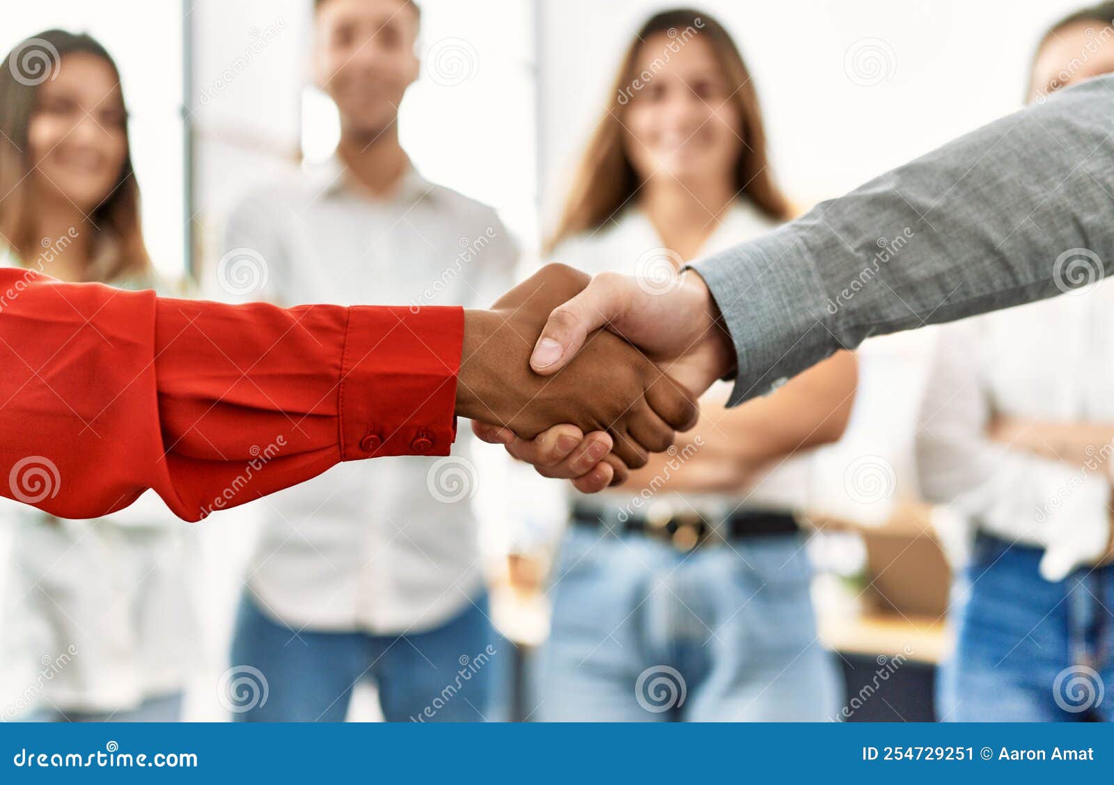 Group of Business Workers Looking Partners Handshake at the Office ...