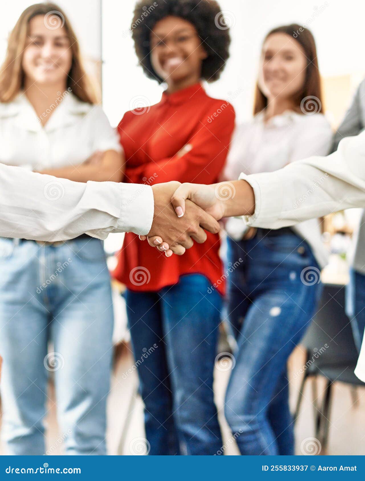 Group of Business Workers Looking Partners Handshake at the Office ...