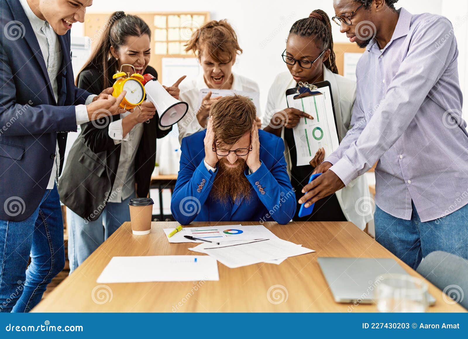 Group of Business Workers Screaming To Stressed Partner at the Office ...