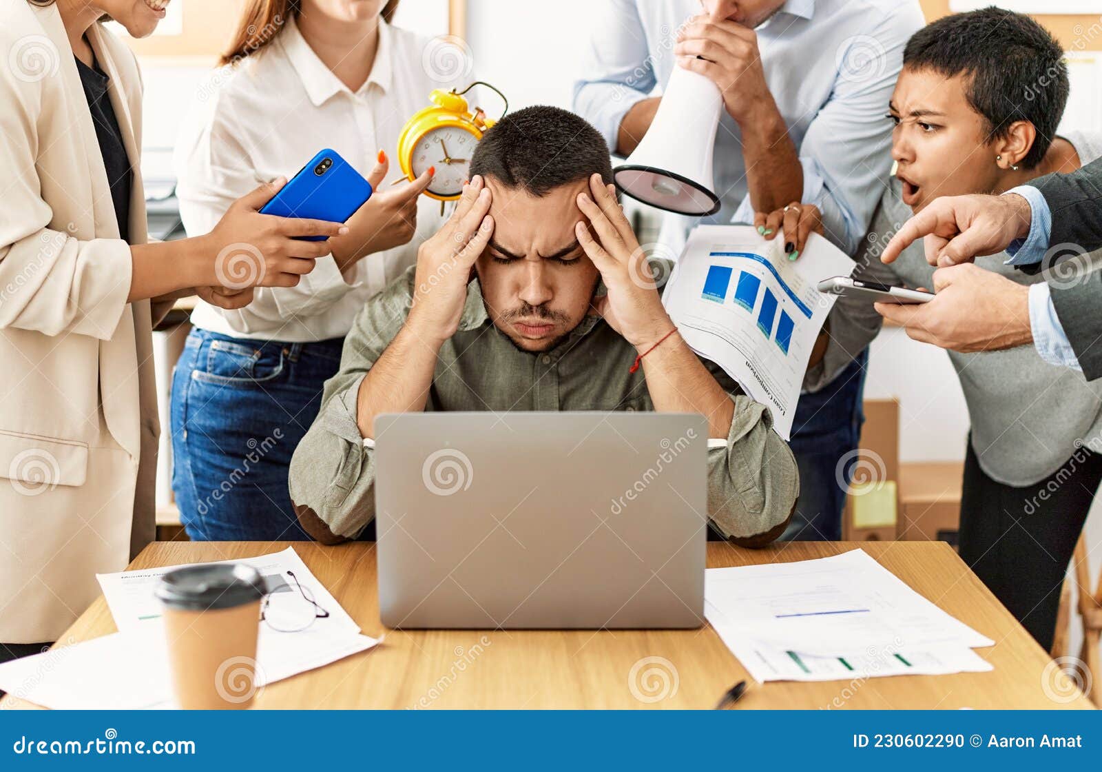 Group of Business Workers Screaming To Stressed Partner at the Office ...
