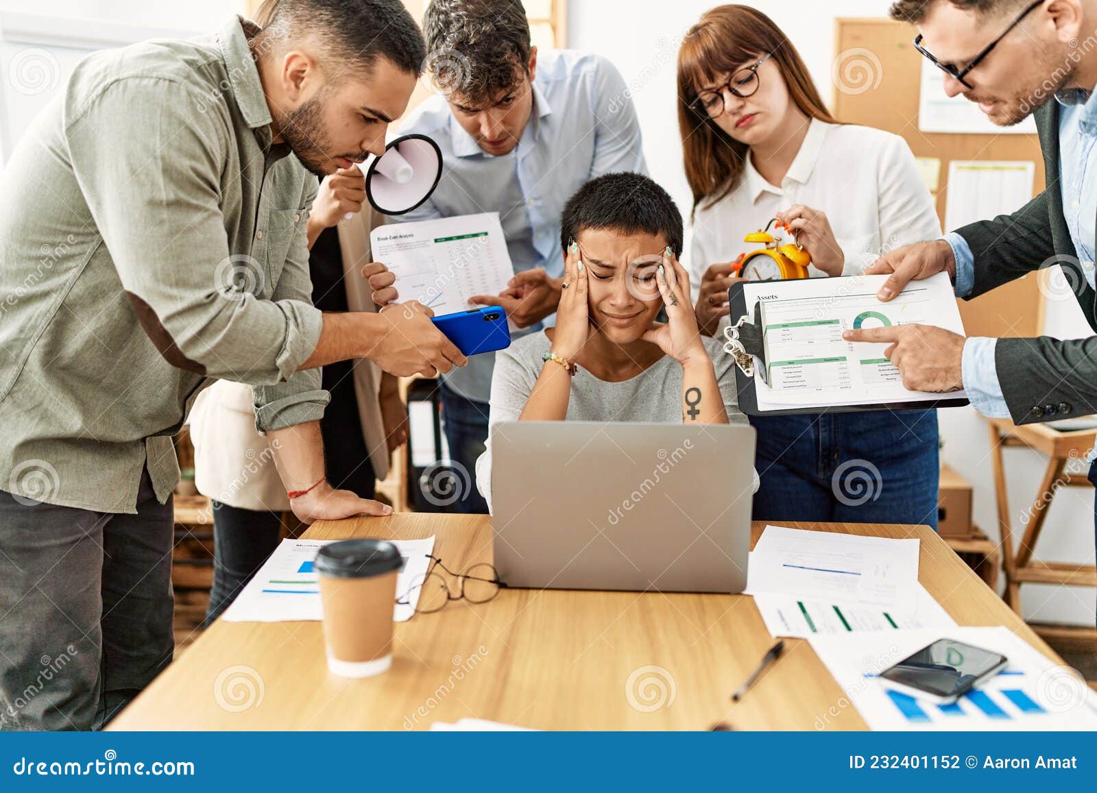 Group of Business Workers Screaming To Stressed Partner at the Office ...