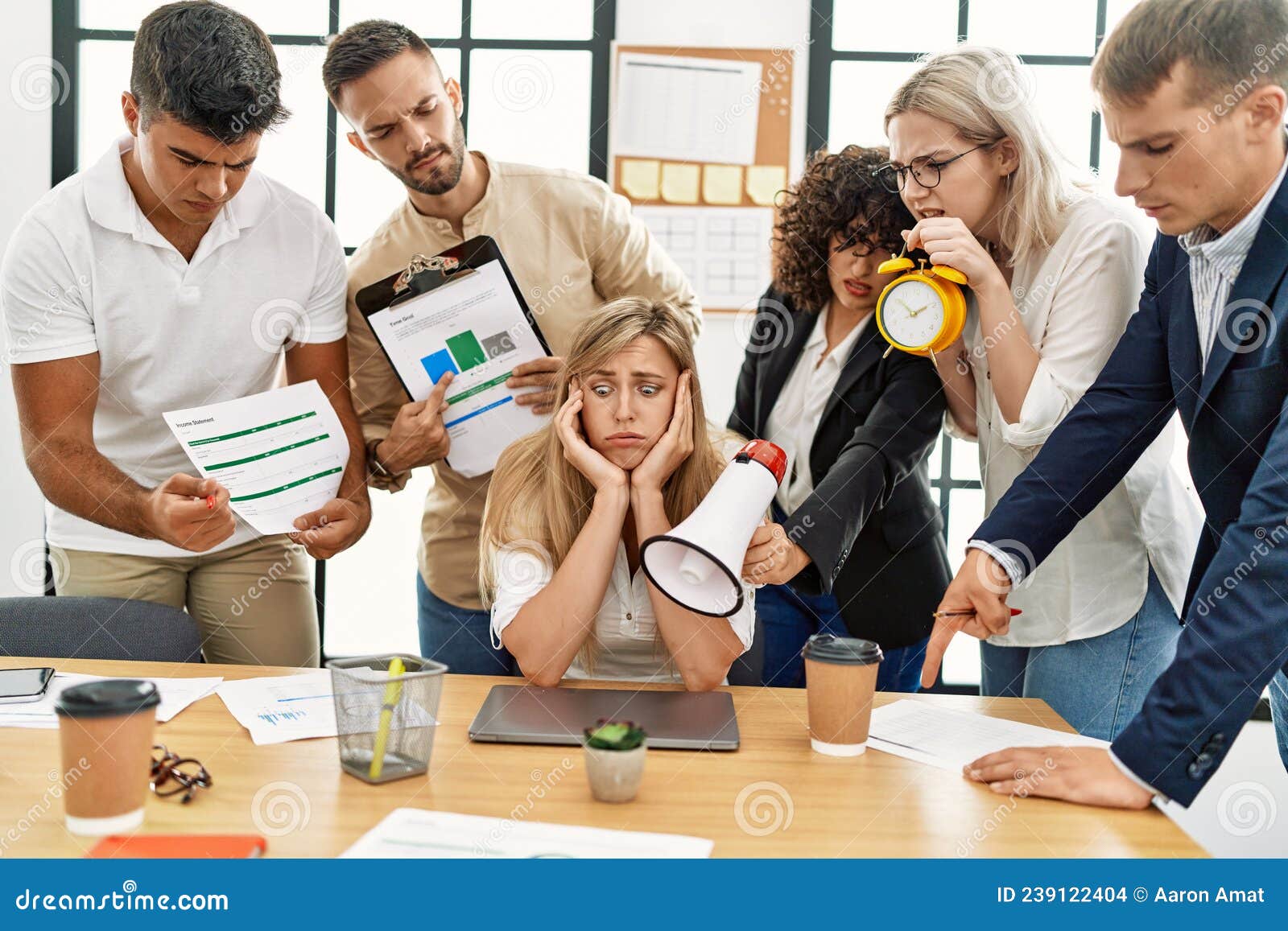 Group of Business Workers Screaming To Stressed Partner at the Office ...