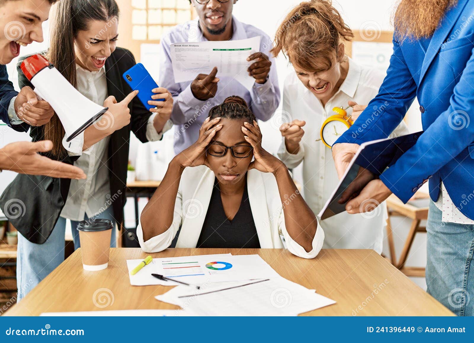 Group of Business Workers Screaming To Stressed Partner at the Office ...