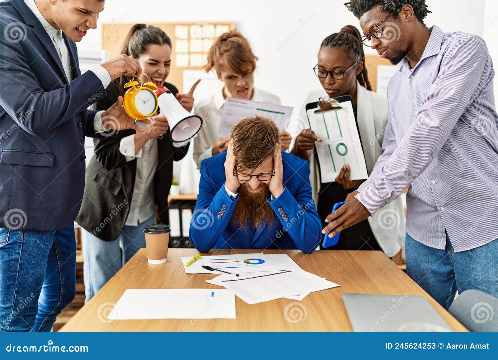 Group of Business Workers Screaming To Stressed Partner at the Office ...