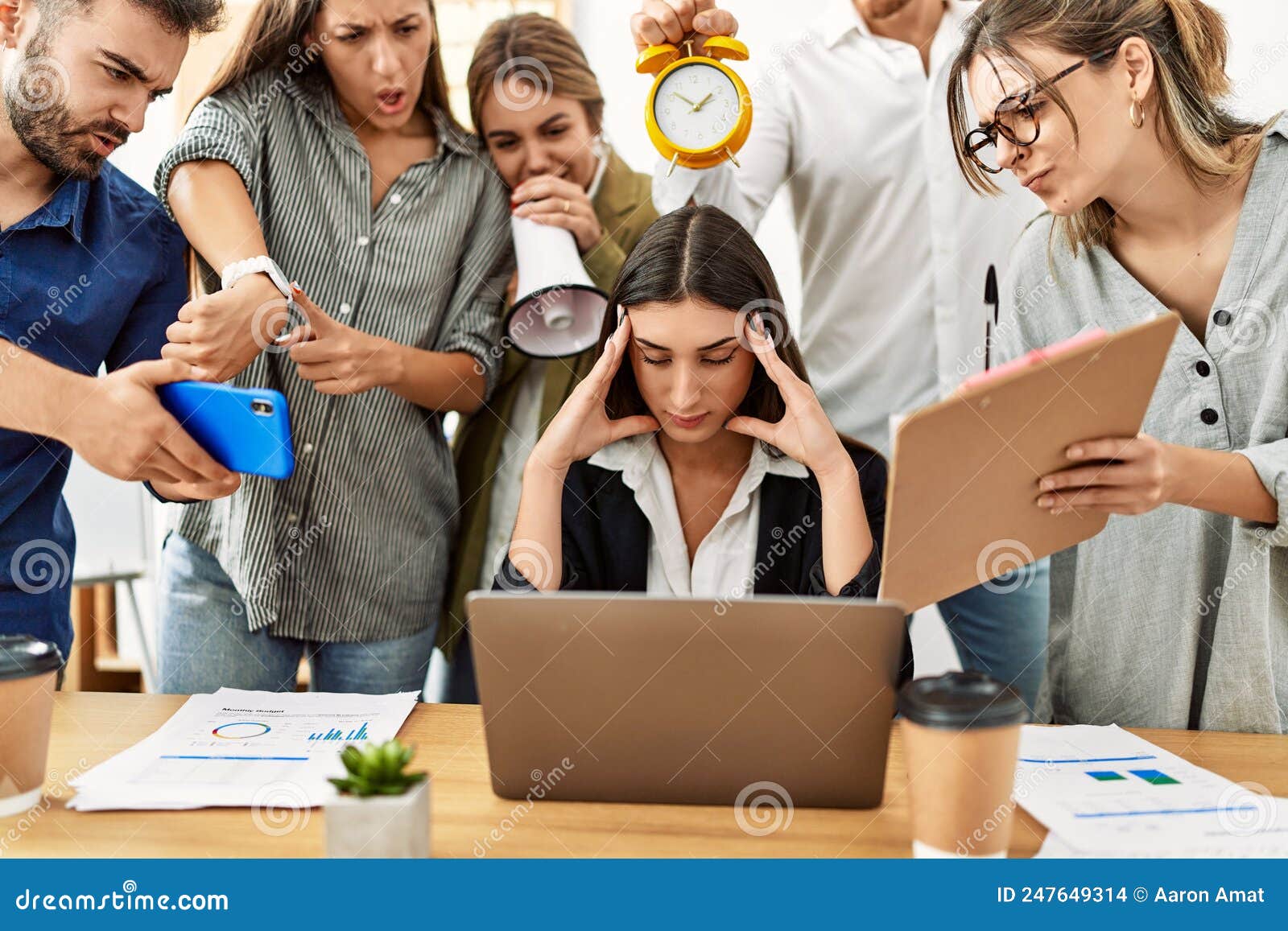 Group of Business Workers Screaming To Stressed Partner at the Office ...