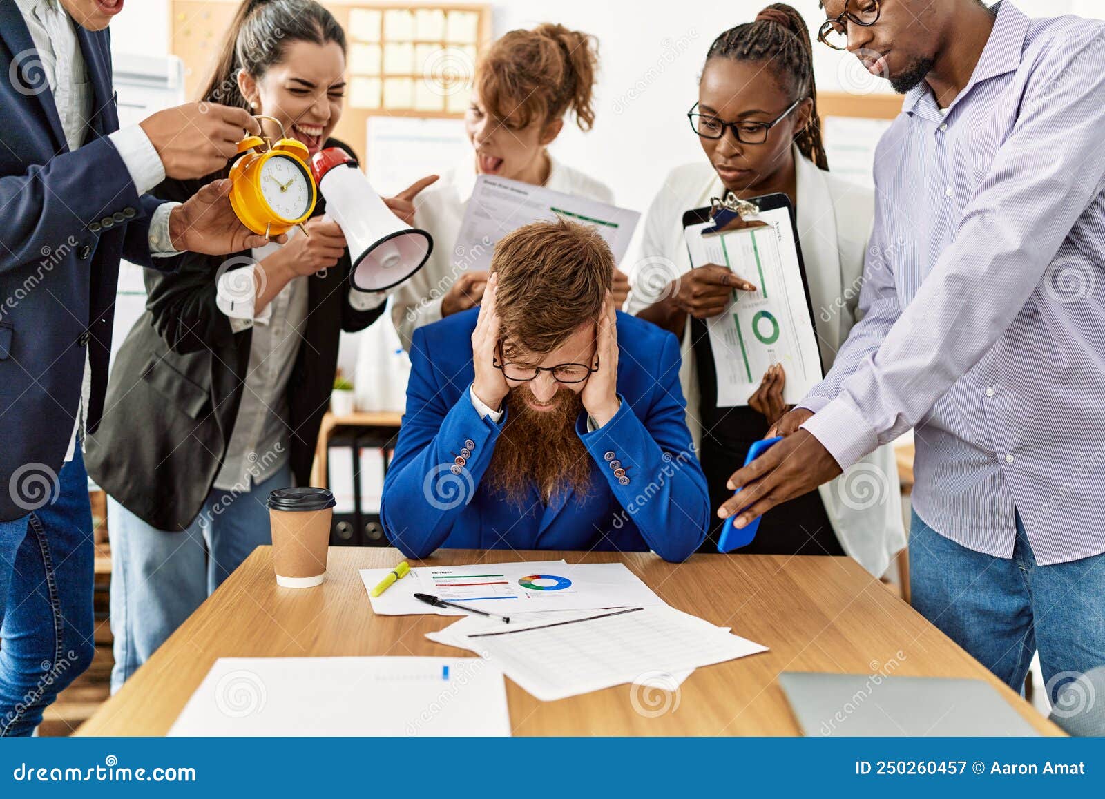 Group of Business Workers Screaming To Stressed Partner at the Office ...