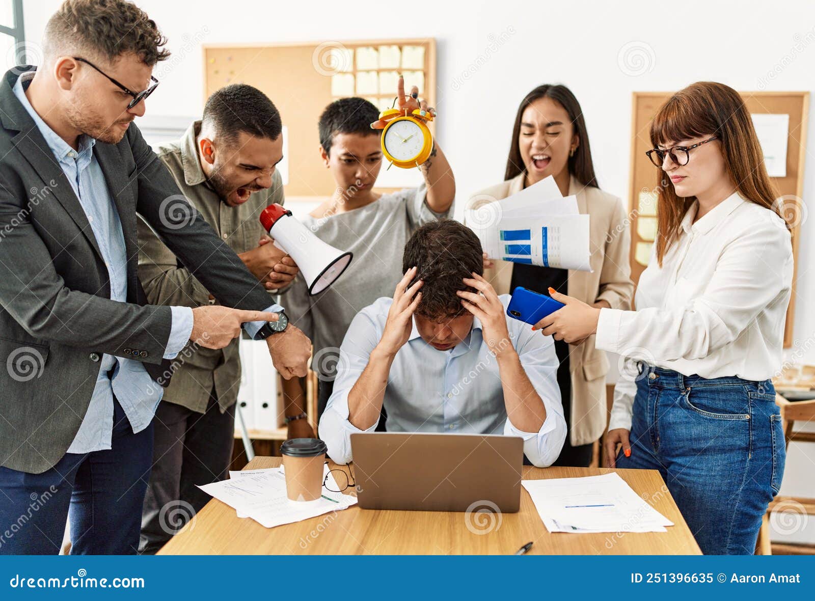 Group of Business Workers Screaming To Stressed Partner at the Office ...