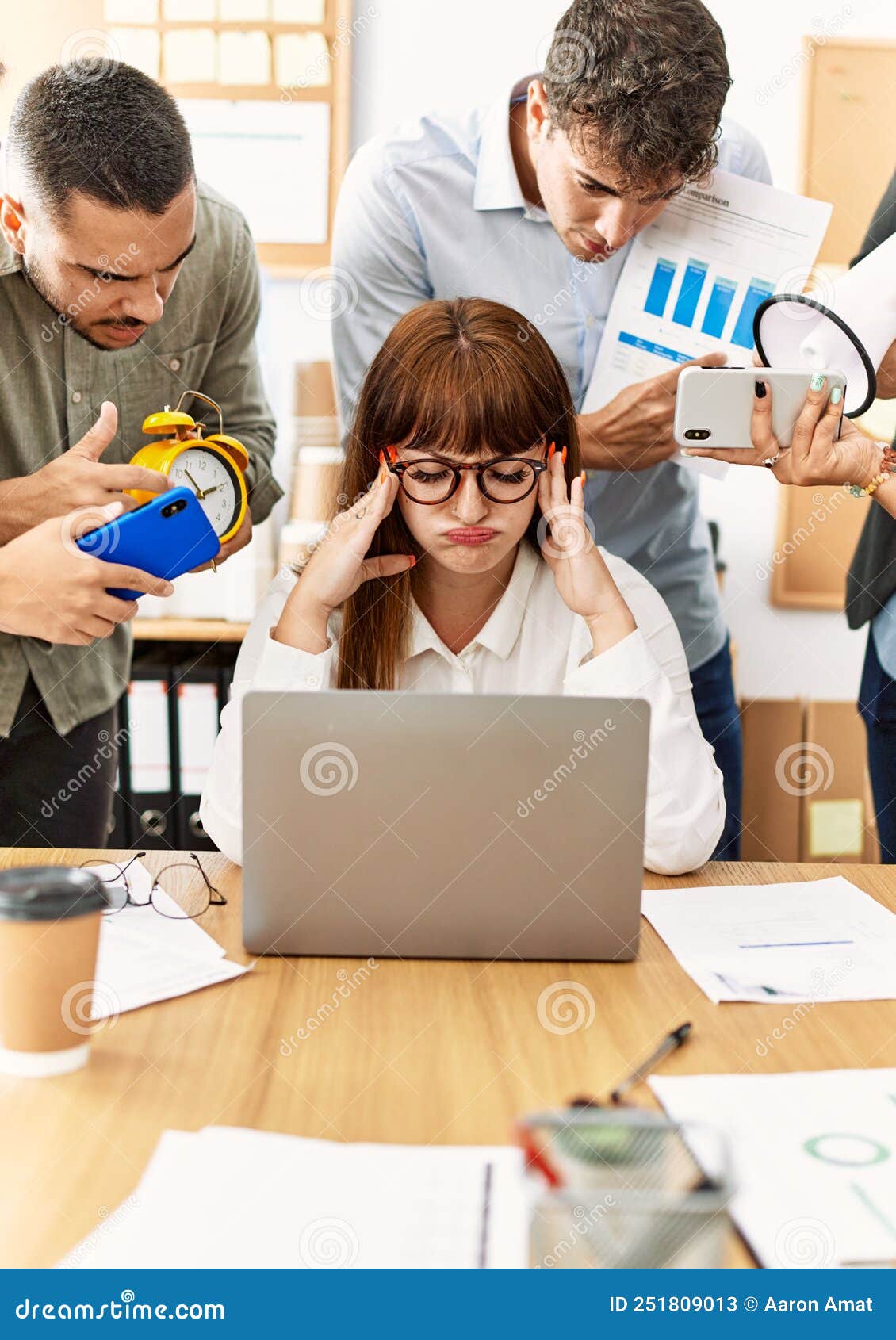 Group of Business Workers Screaming To Stressed Partner at the Office ...