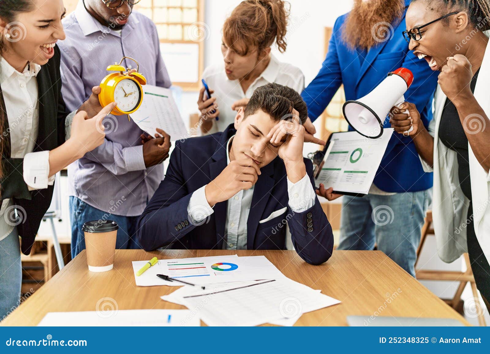 Group of Business Workers Screaming To Stressed Partner at the Office ...