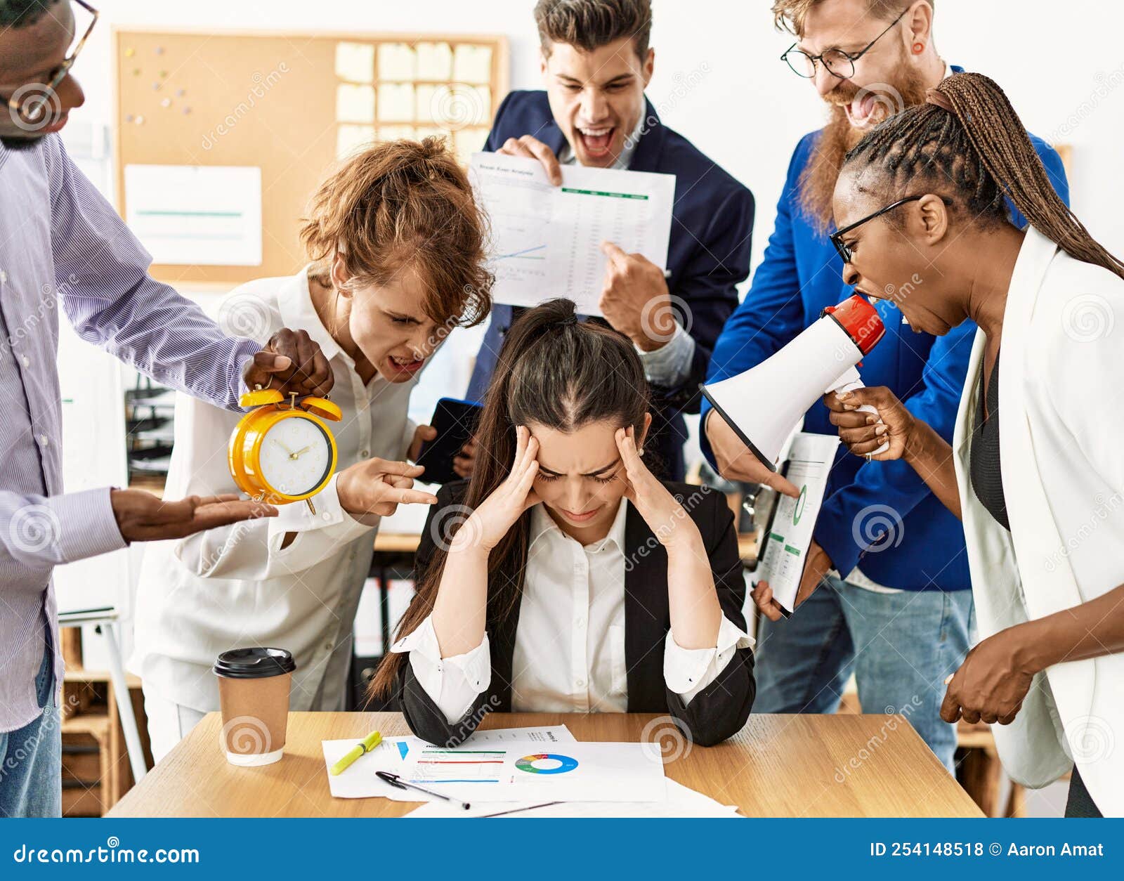 Group of Business Workers Screaming To Stressed Partner at the Office ...