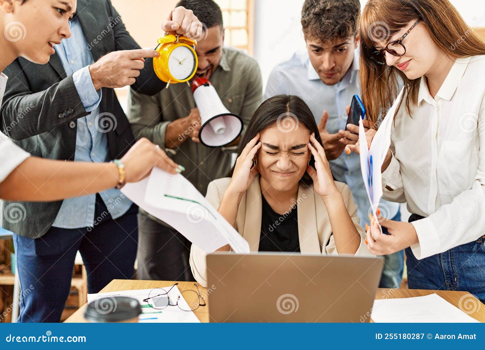 Group of Business Workers Screaming To Stressed Partner at the Office ...