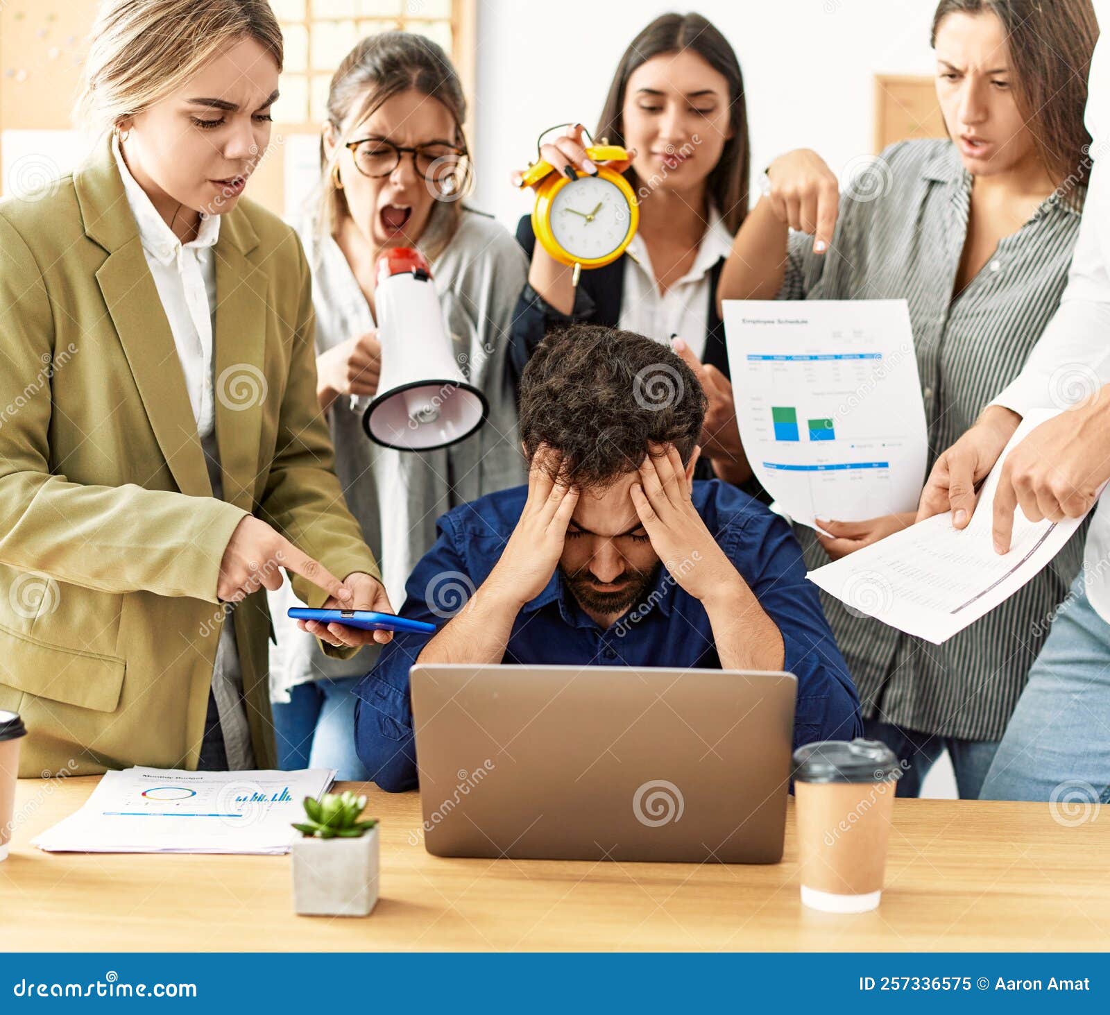 Group of Business Workers Screaming To Stressed Partner at the Office ...