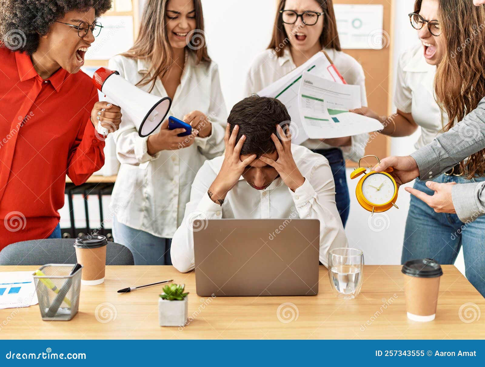 Group of Business Workers Screaming To Stressed Partner at the Office ...