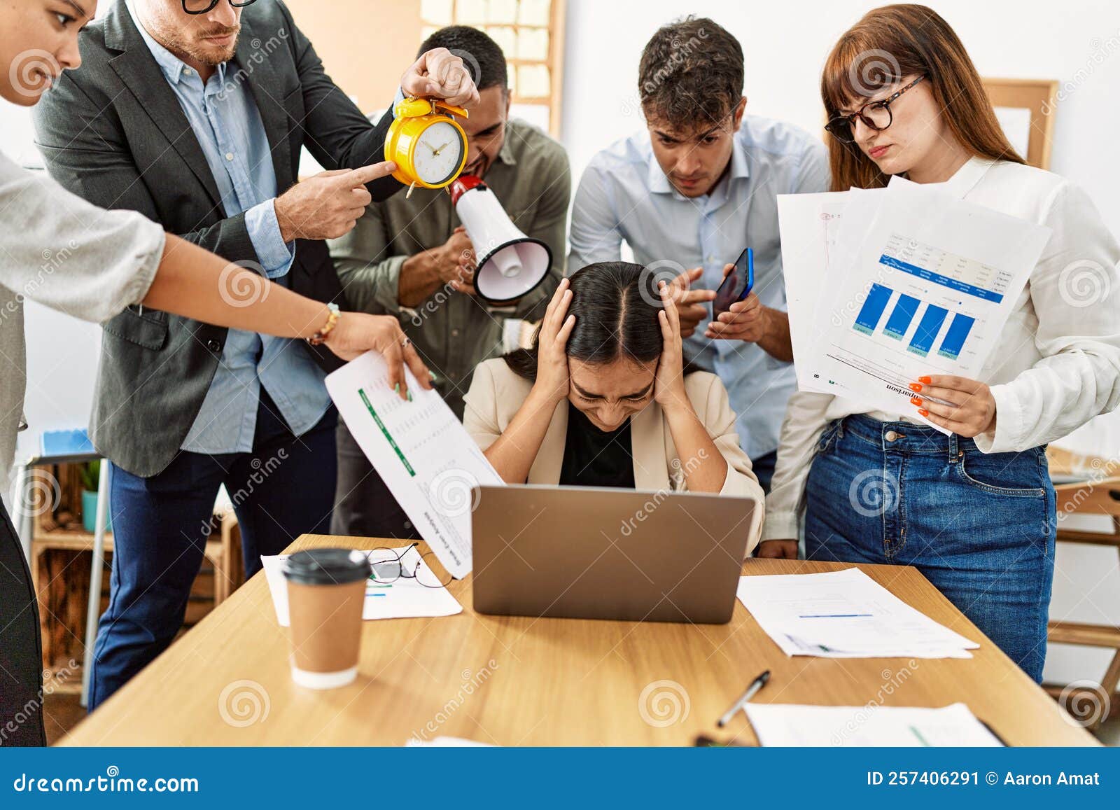 Group of Business Workers Screaming To Stressed Partner at the Office ...