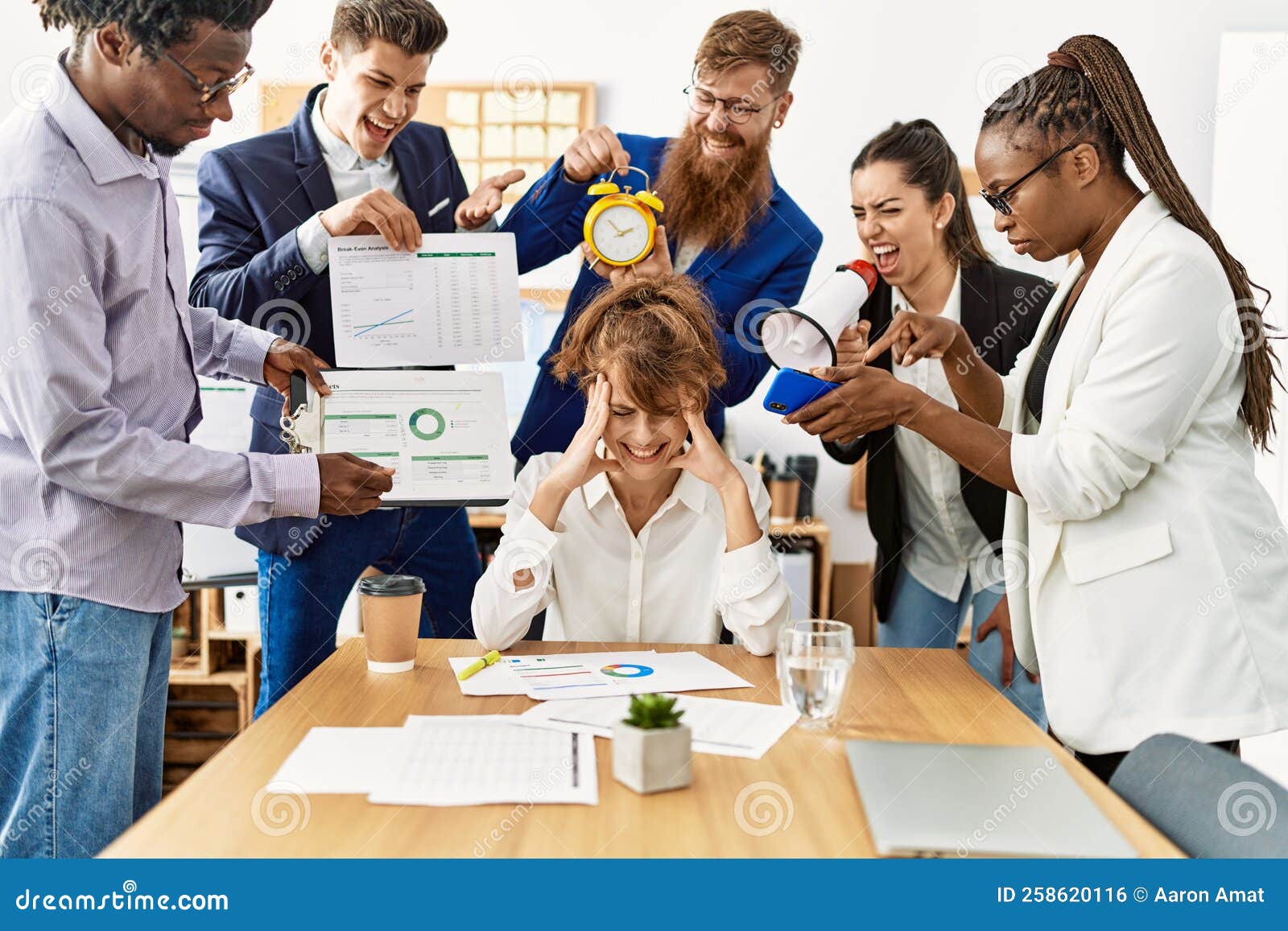 Group of Business Workers Screaming To Stressed Partner at the Office ...