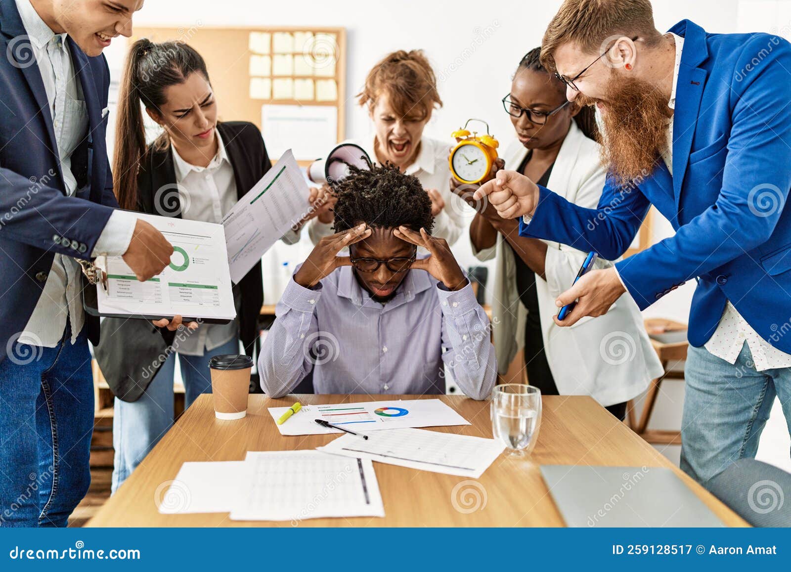 Group of Business Workers Screaming To Stressed Partner at the Office ...