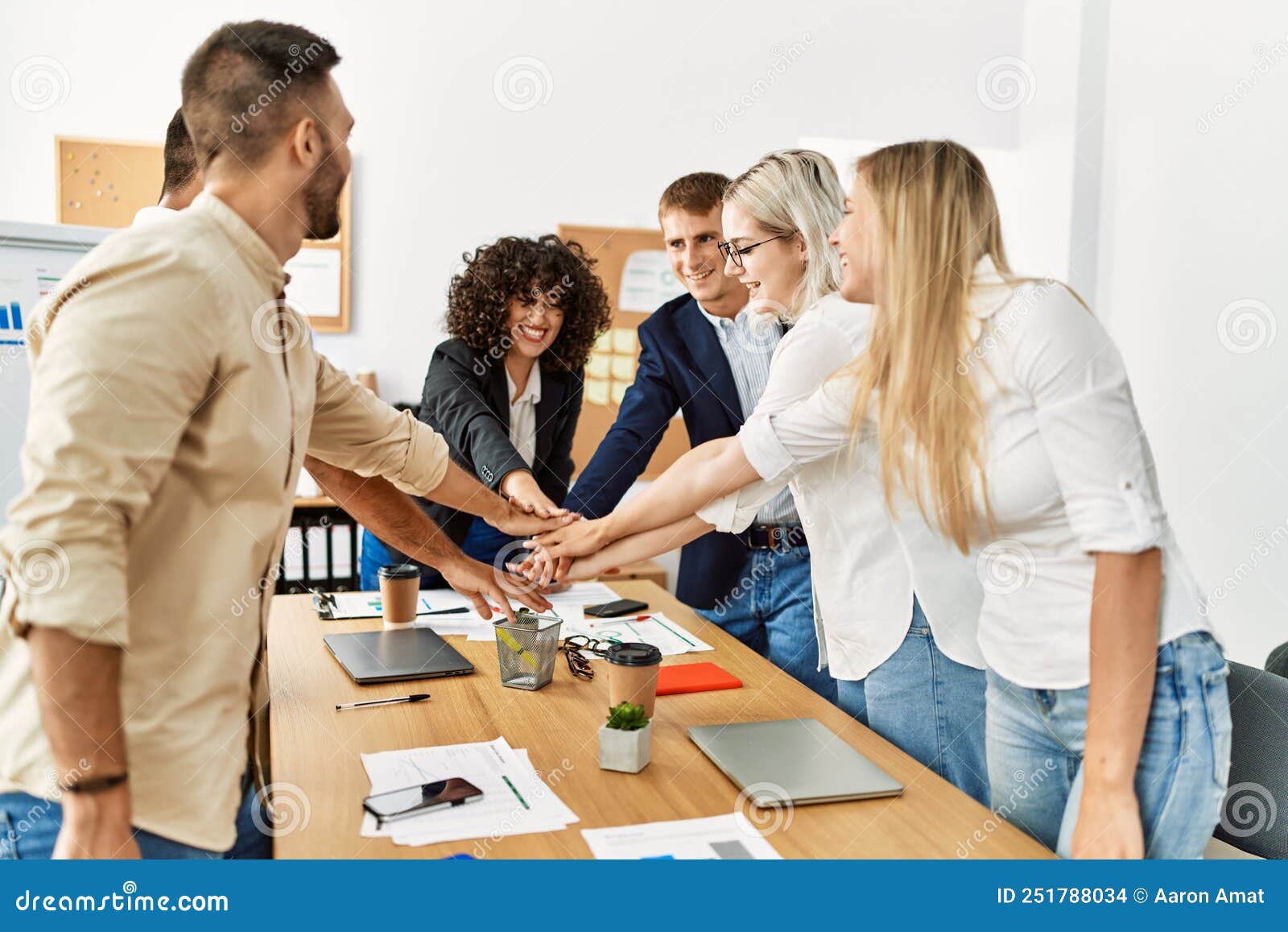 Group of Business Workers Smiling Happy Celebrating with Hands Together ...