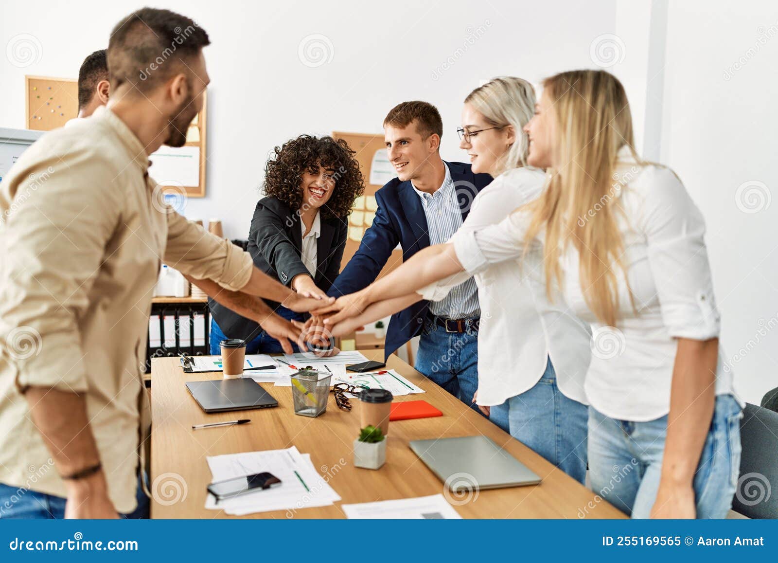 Group of Business Workers Smiling Happy Celebrating with Hands Together ...