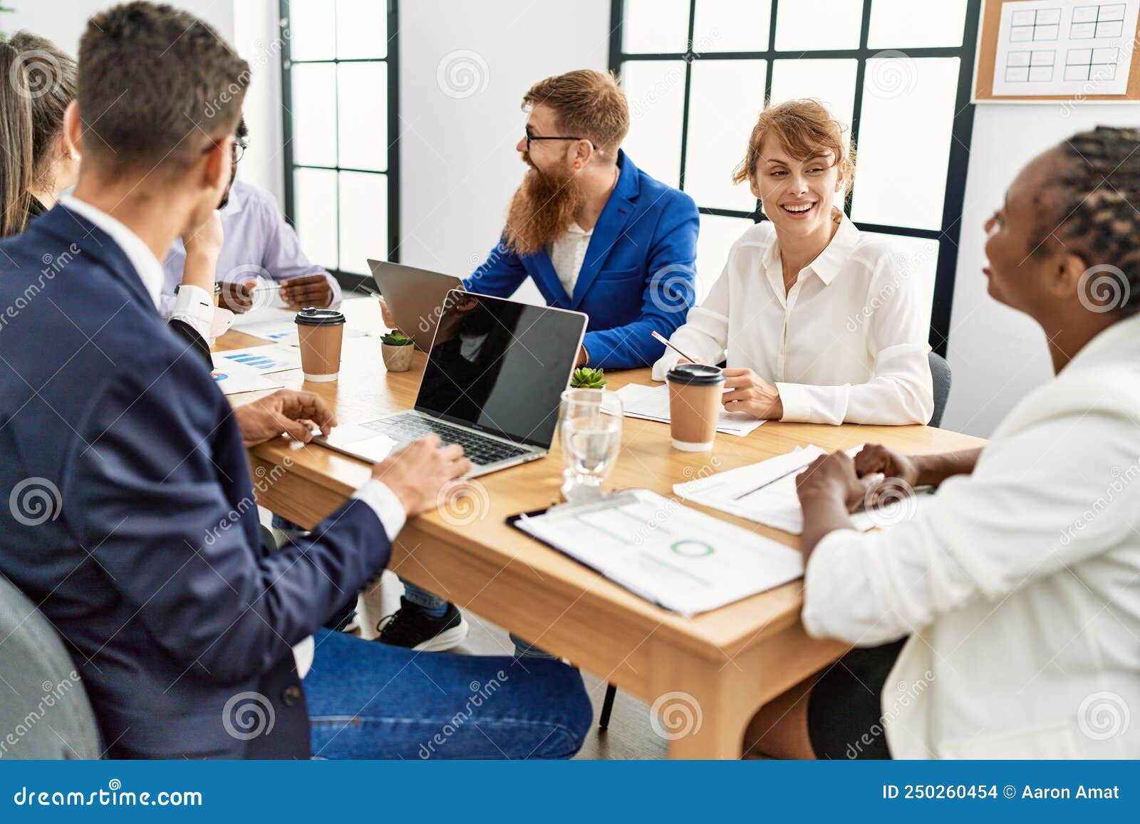 Group of Business Workers Smiling Happy Working at the Office Stock ...