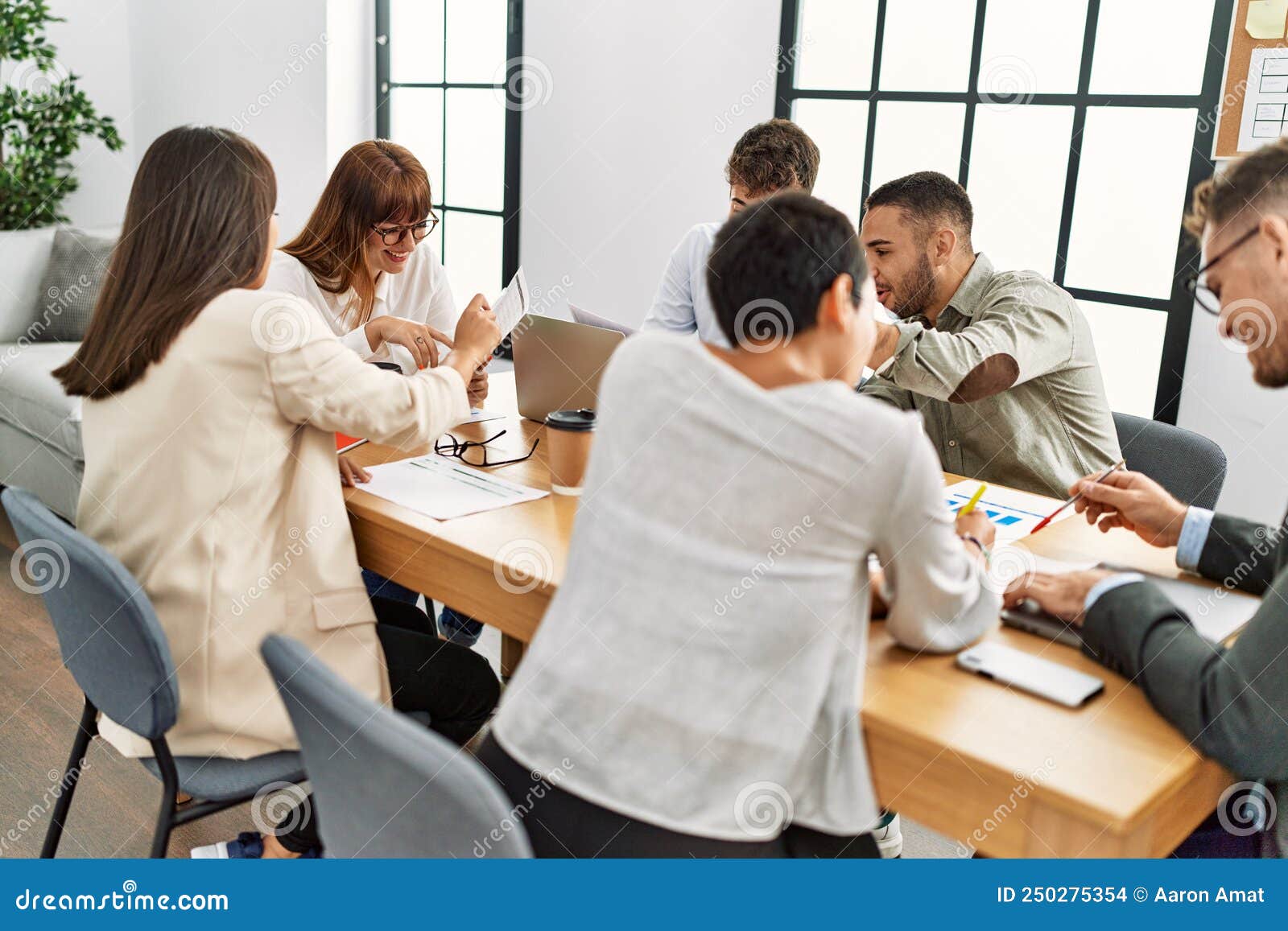 Group of Business Workers Smiling Happy Working at the Office Stock ...