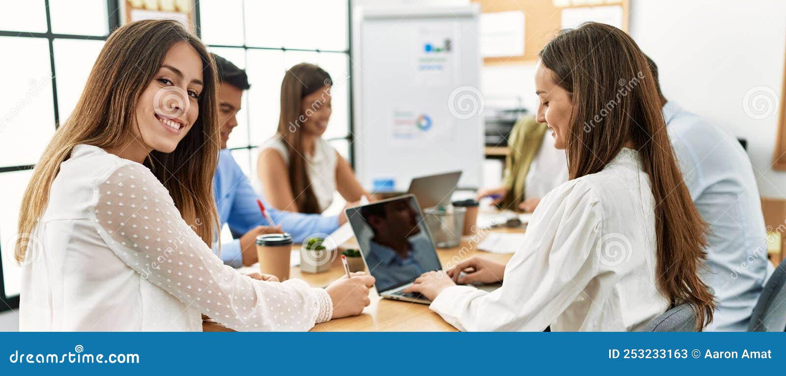 Group of Business Workers Smiling Happy Working at the Office Stock ...