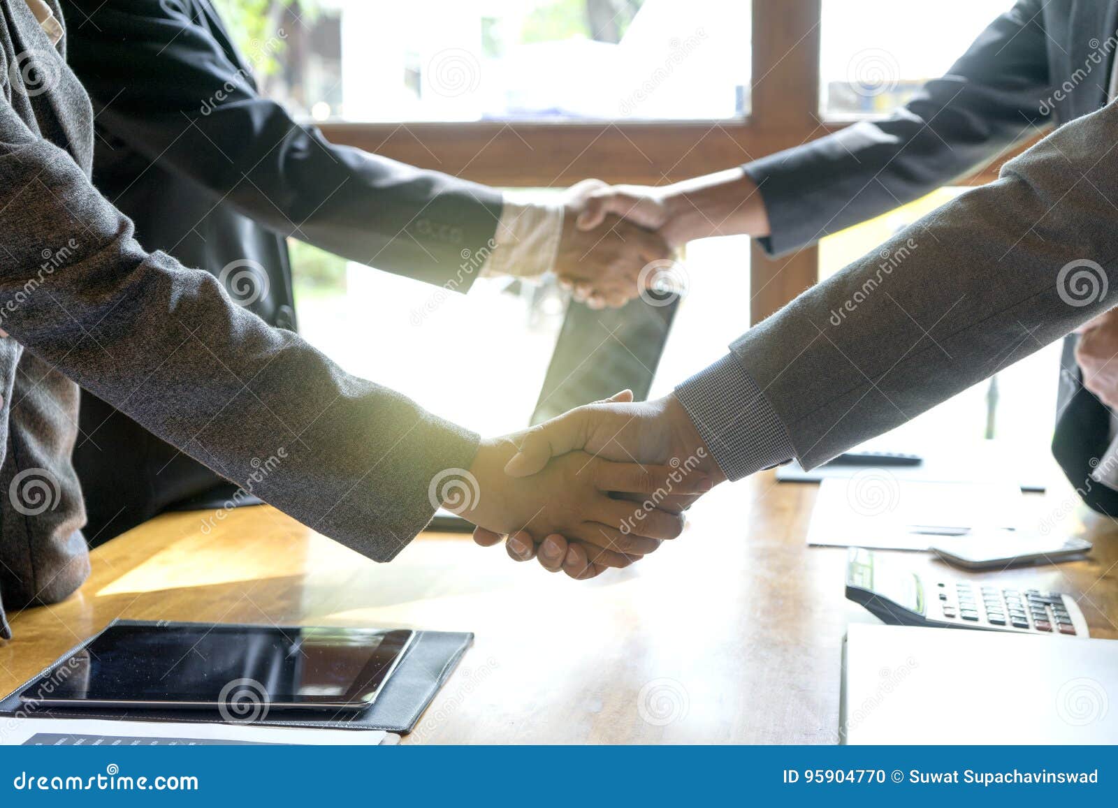 Group of Businessman Double Handshake Stock Photo - Image of office ...