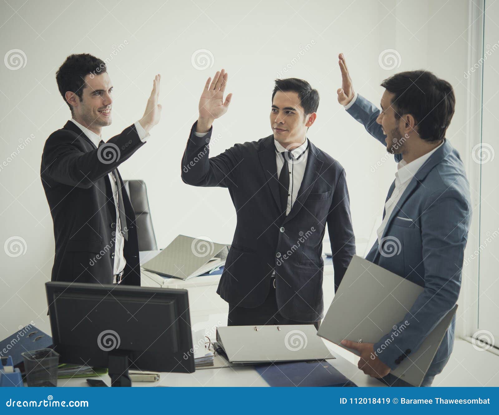 Group of Businessman Hands High Five Meeting Greeting Stock Image ...
