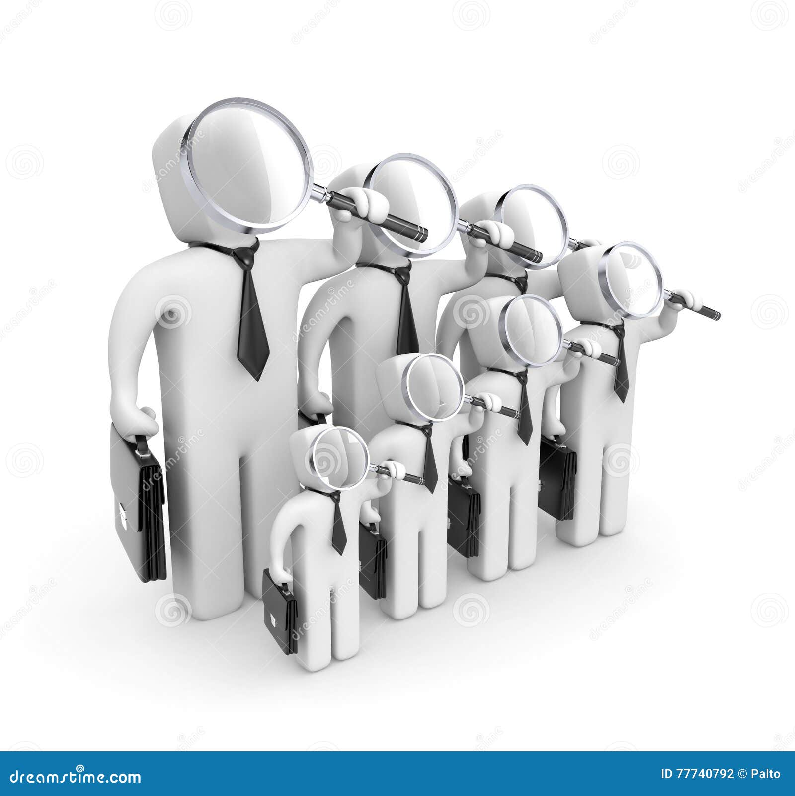 Group of Businessmen with Magnifying Glasses Stock Illustration ...