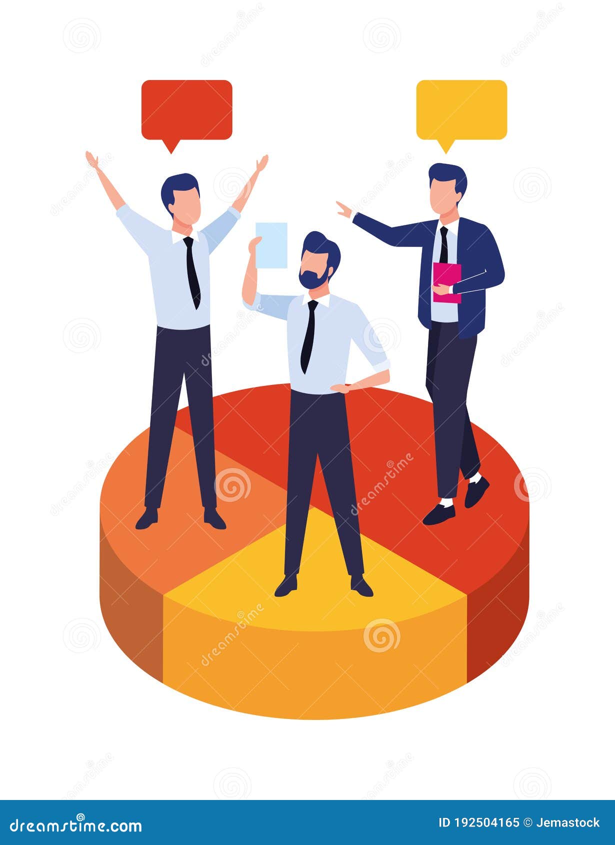 Group of Businessmen Teamwork in Statistics Pie Characters Stock Vector ...