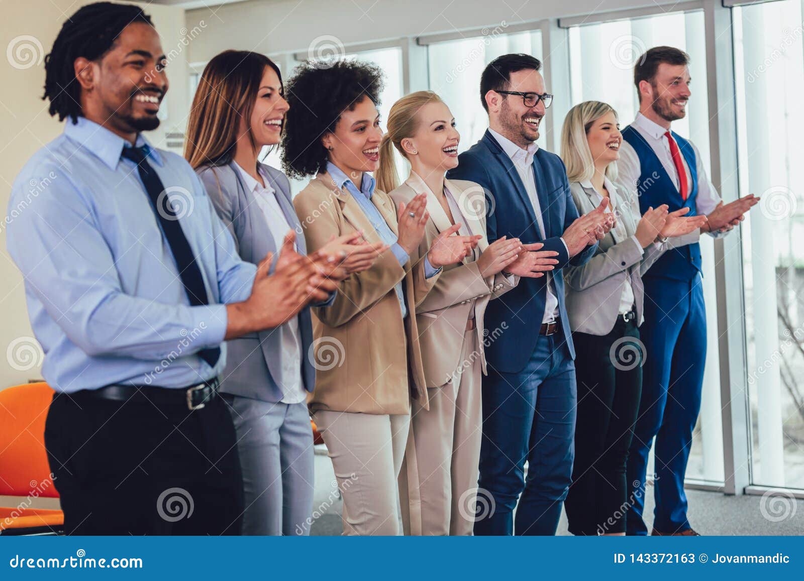 Group of Businesspeople Clapping in Office Stock Image - Image of adult ...
