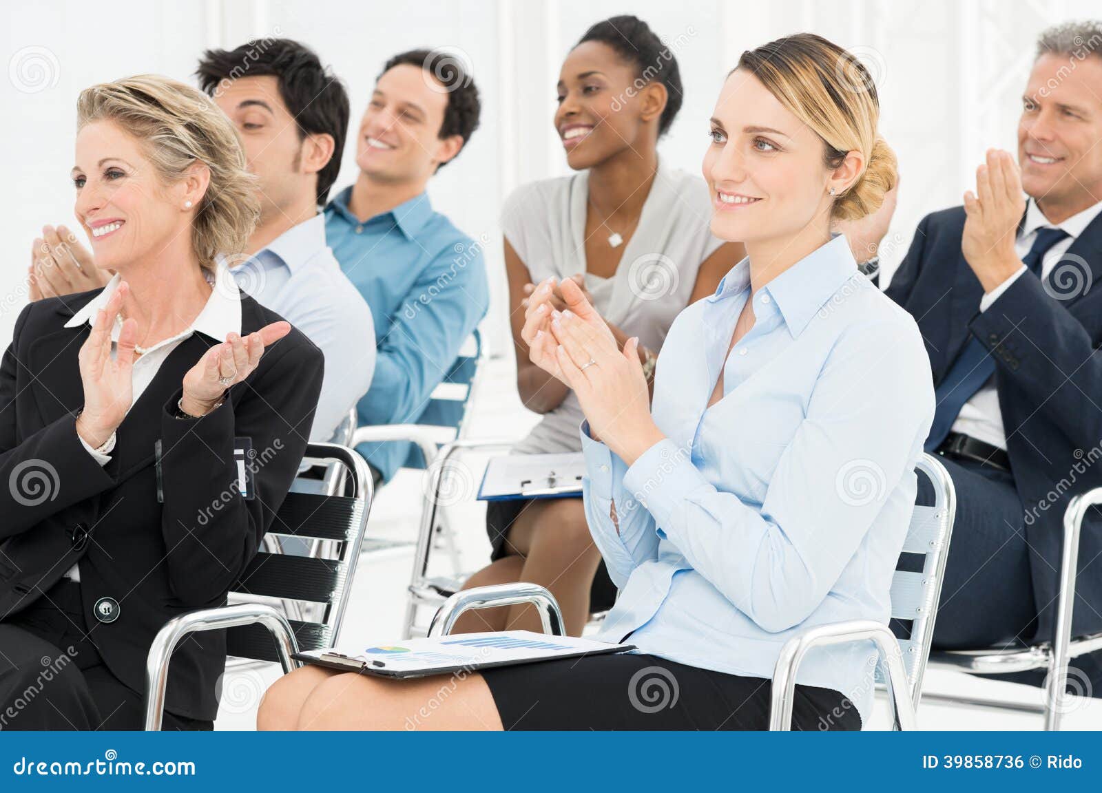 Group of Businesspeople Clapping in Seminar Stock Photo - Image of ...