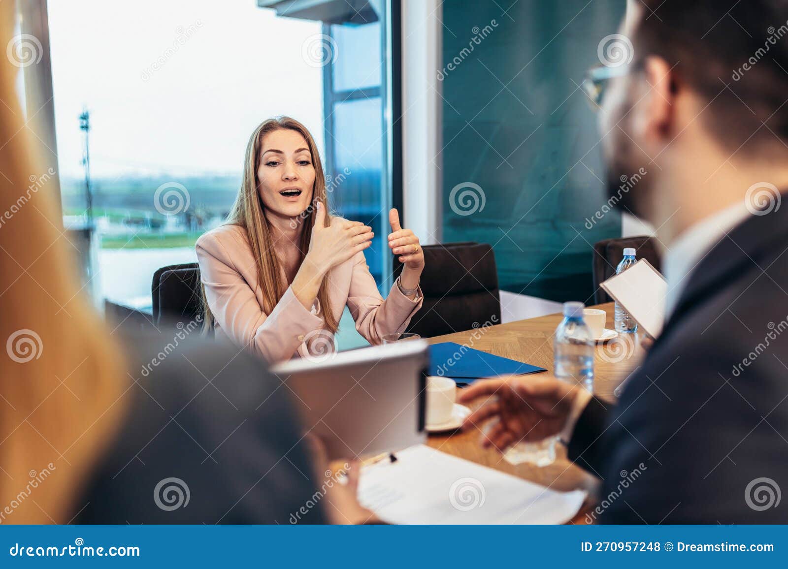 Businesspeople Having a Briefing in a Boardroom. Businesspeople Working ...