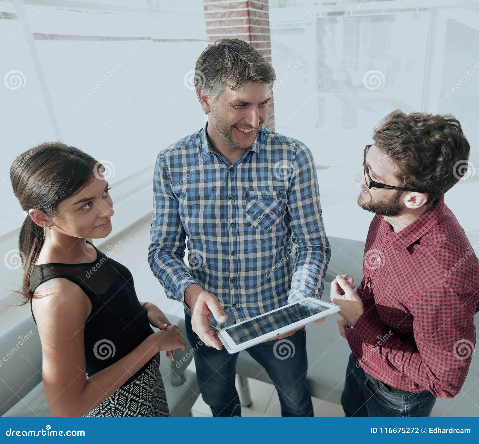 Business Team in Office Working on Tablet Stock Photo - Image of formal ...