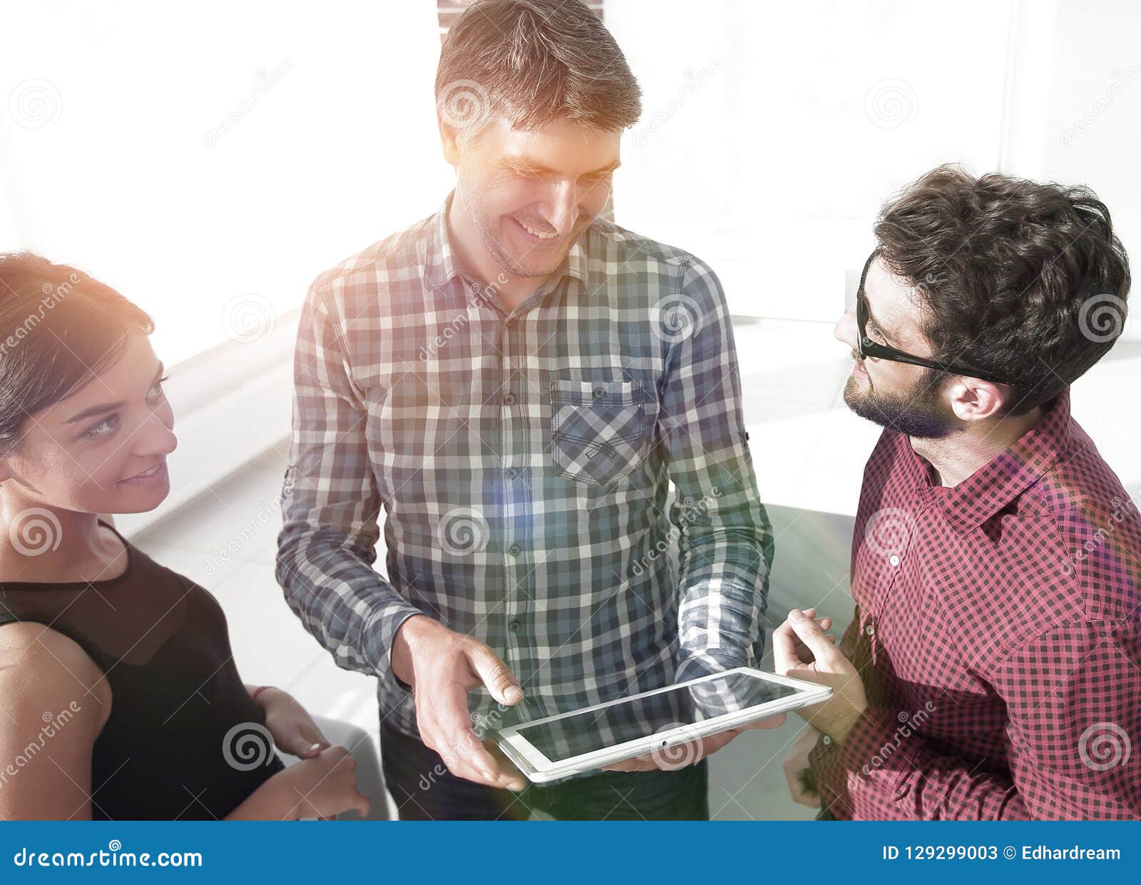 Business Team in Office Working on Tablet Stock Image - Image of ...