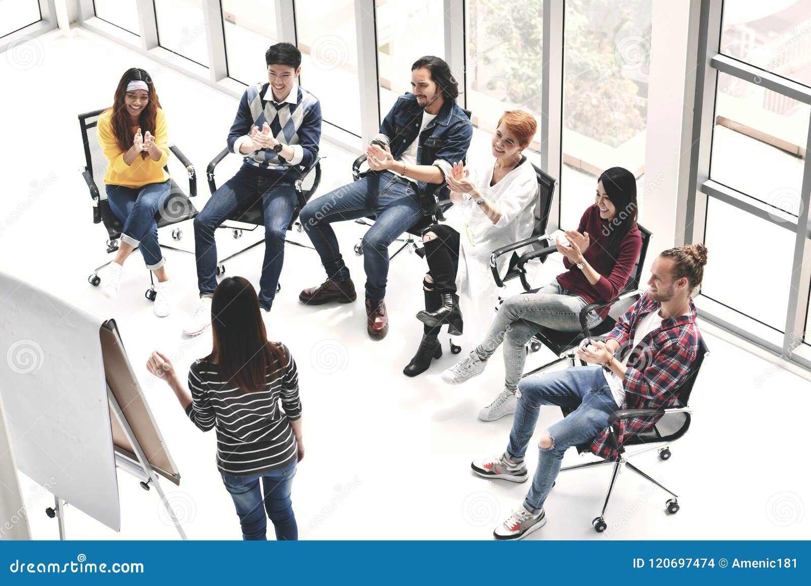 Group of Businesspersons Cheering and Clapping for a Co-worker Stock ...