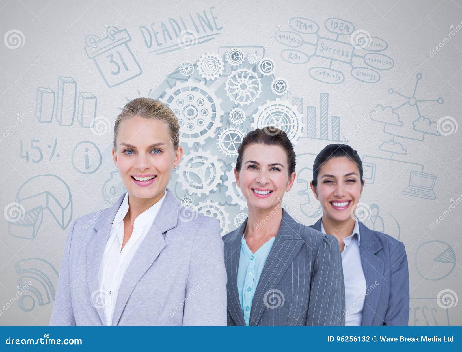 Group of Businesswomen in Front of Business Graphics Stock Illustration ...