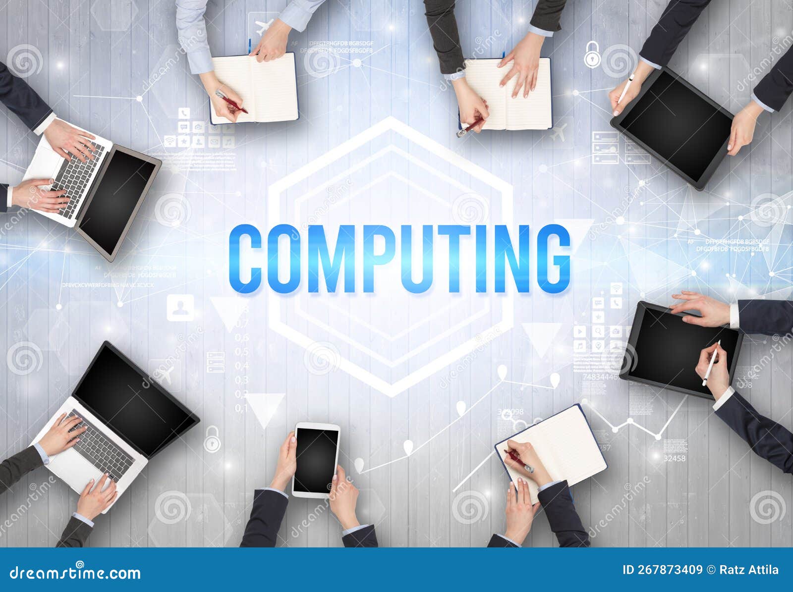 Group of Busy People Working in an Office, Technology Concept Stock Image - Image of connection ...