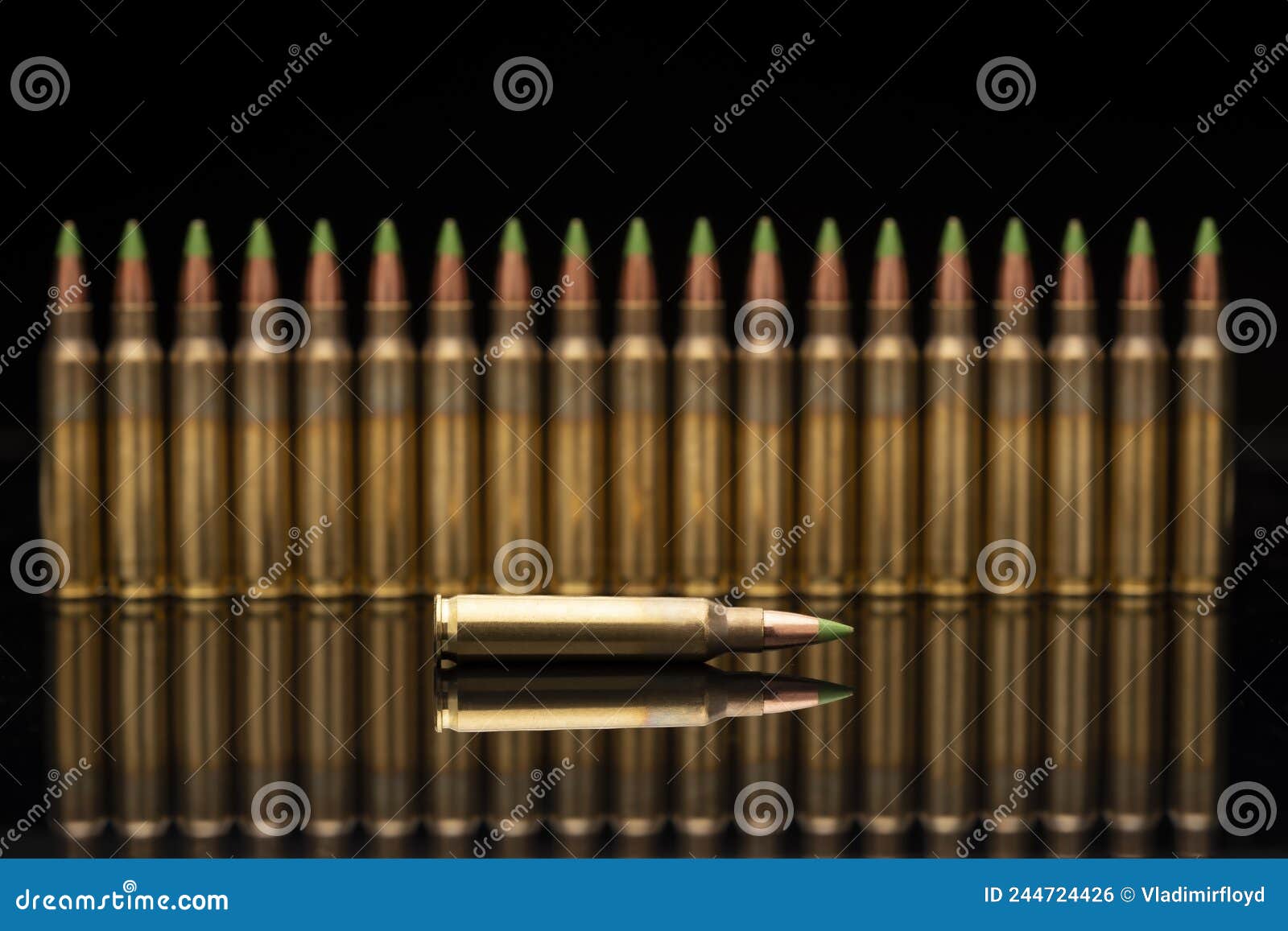 A Group of 5.56 Calibar, Green Tip Bullets Ordered into the Line on ...