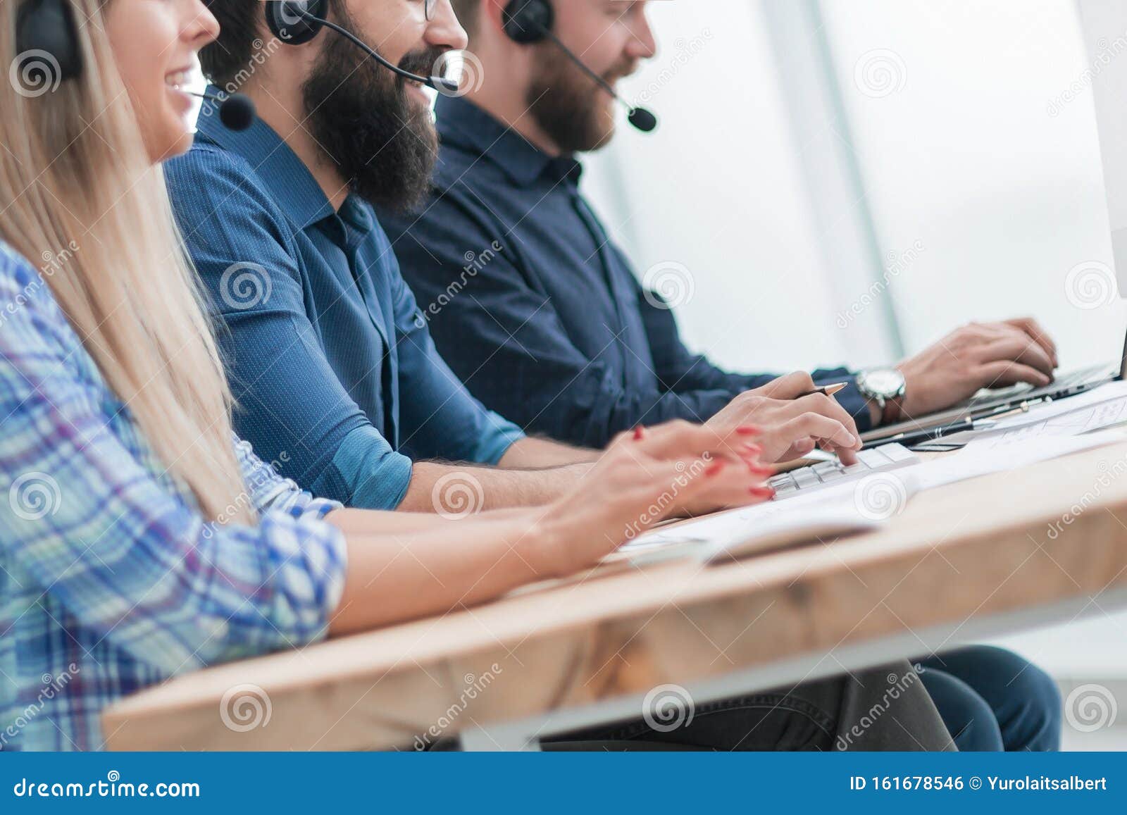 Group of Call Center Employees Working on Modern Computers Stock Photo ...
