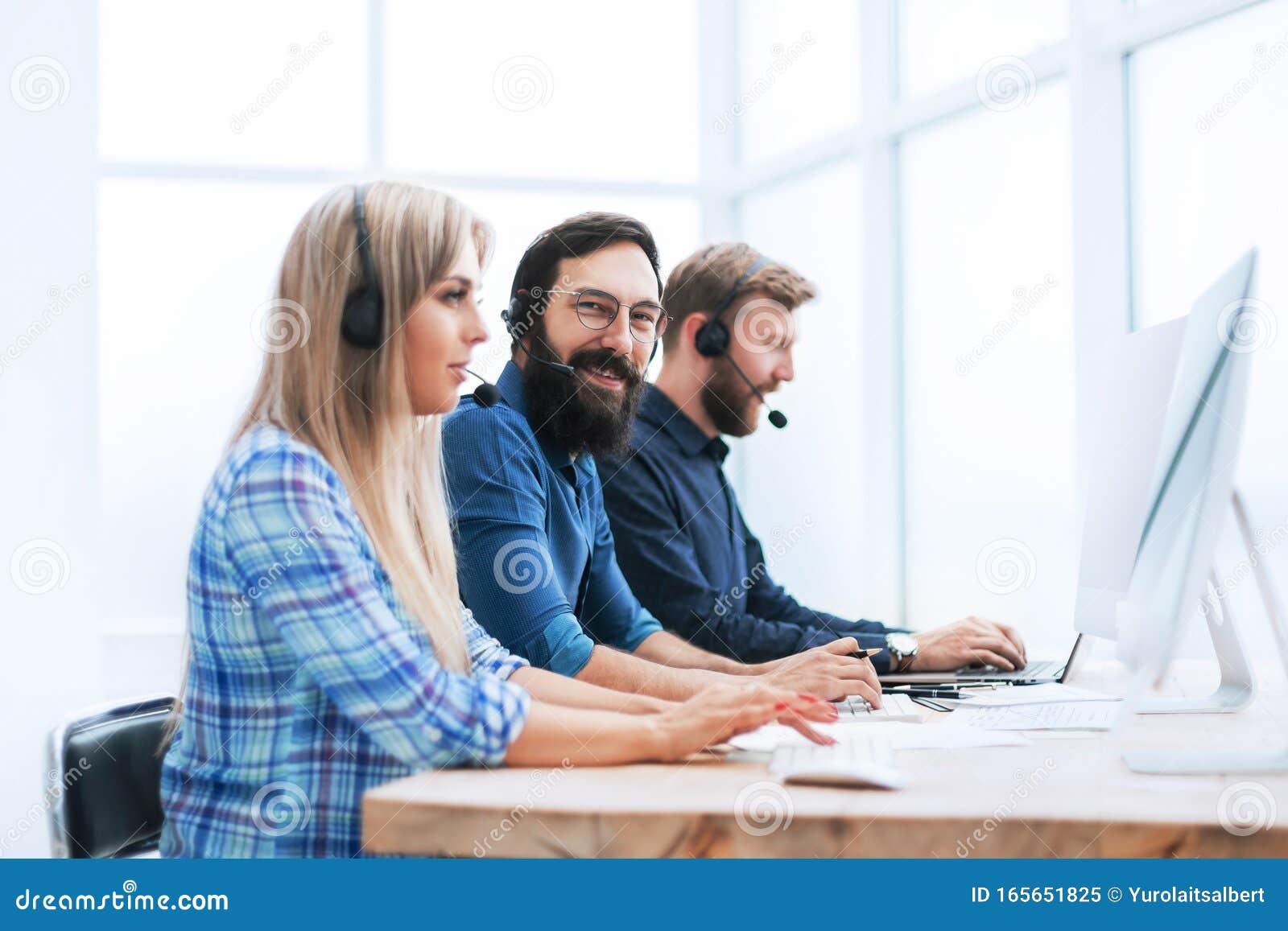 Group of Call Center Employees Working on Modern Computers Stock Image ...