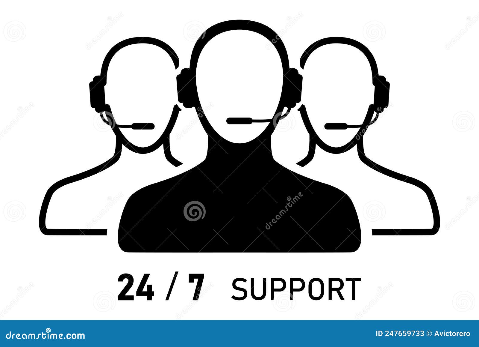 Group of Call Center Workers or Customer Support Icon Isolated on White ...