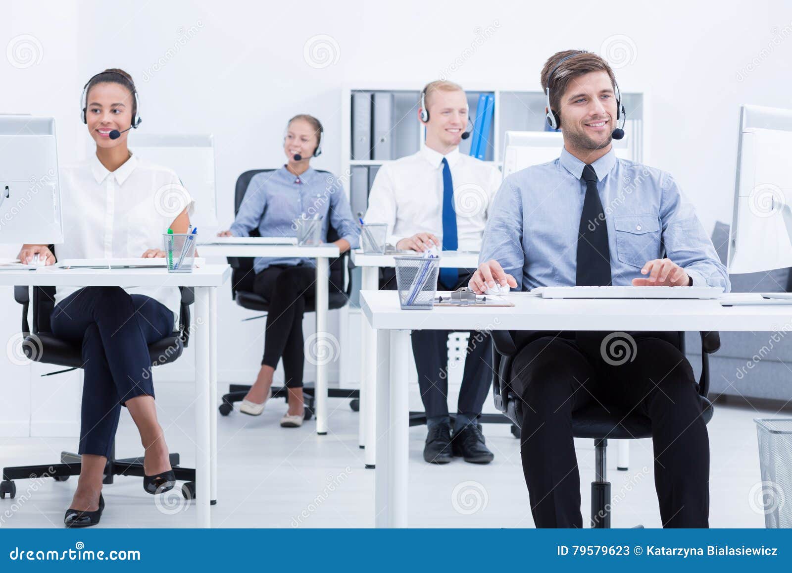 Group of Call Centre Workers Stock Image - Image of desk, center: 79579623
